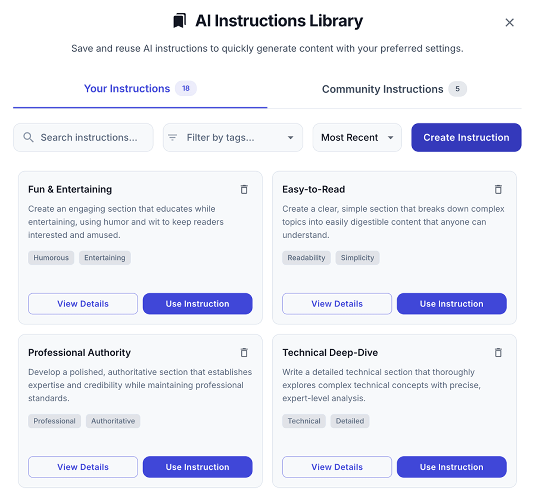 AI Instructions Library